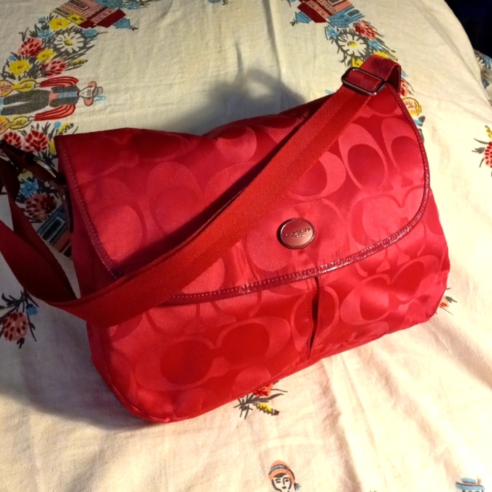 Coach Signature Nylon Messenger Bag - Gem